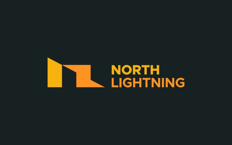 N letter lightning bolt logo design template