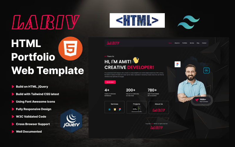 Lariv - Modèle HTML de portfolio créatif - TemplateMonster