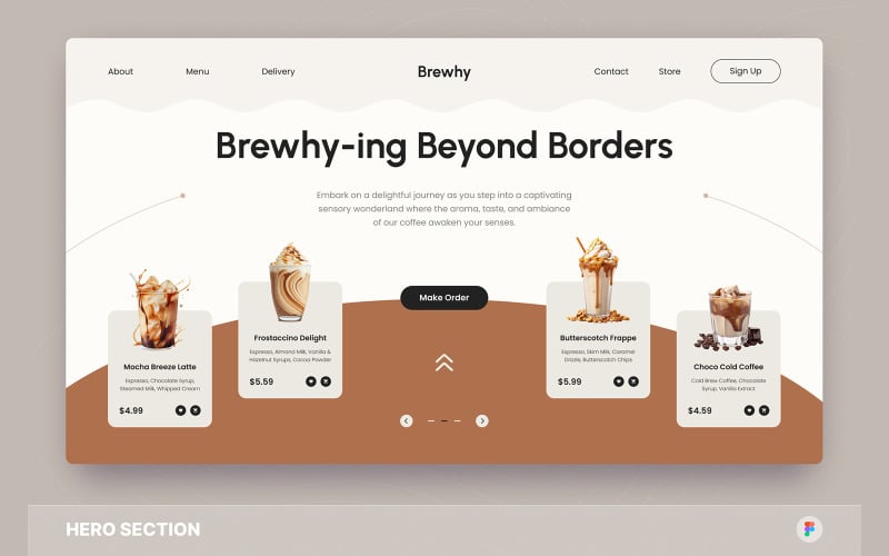 Brewhy - Coffee Shop Order Hero Section Figma Template