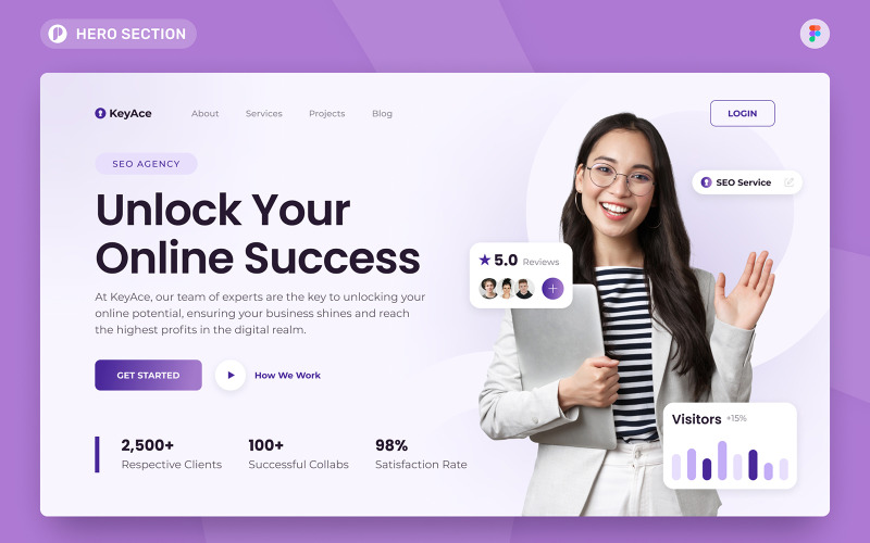 KeyAce - SEO Agency Hero Section Figma Template
