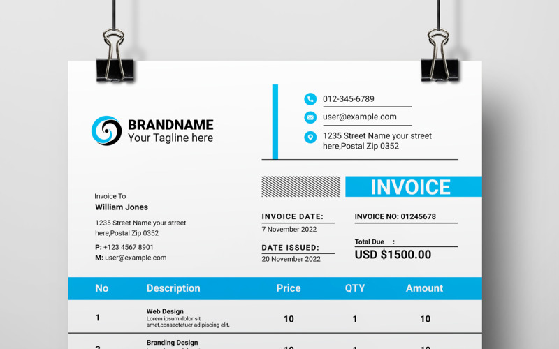 New Invoice Template Layout #377844 - TemplateMonster