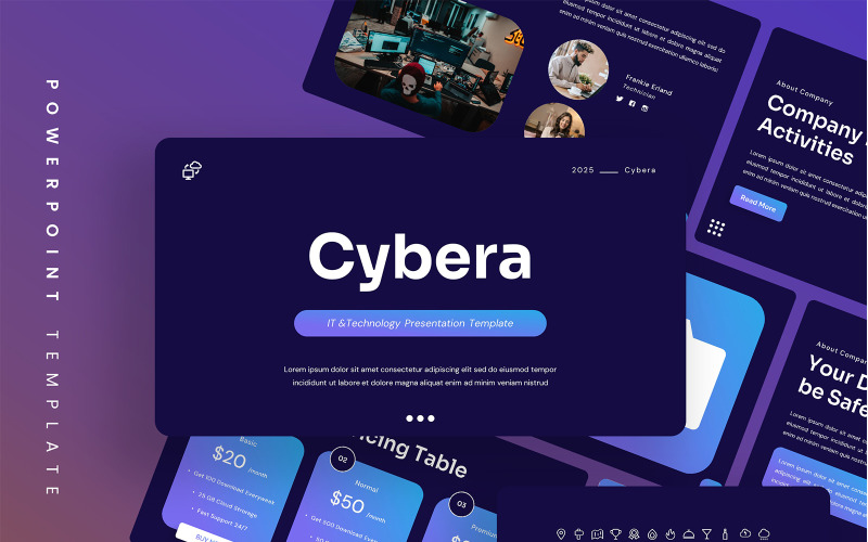 Cybera – BT ve Teknoloji PowerPoint Şablonu - TemplateMonster