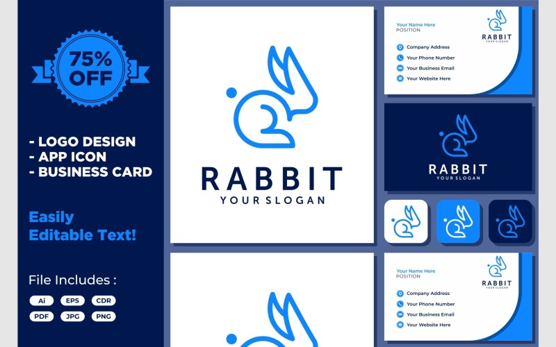 Logo De Lapin Abstrait Lapin Simple #378099 - TemplateMonster