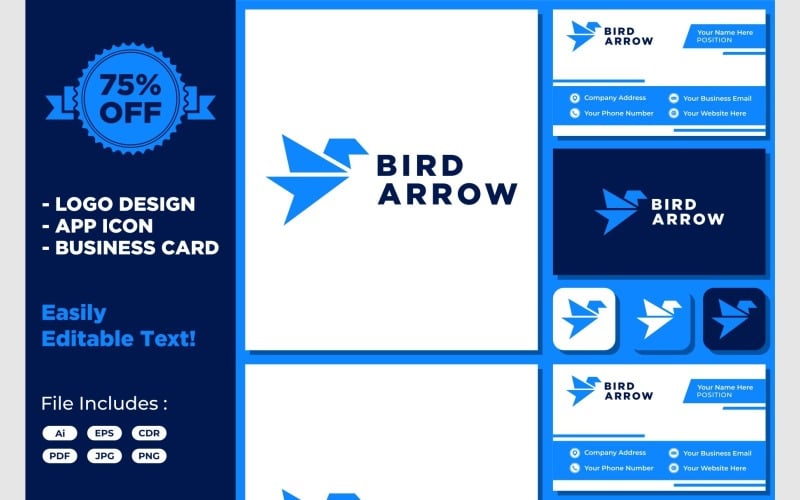 Bird Arrow Fly Success Modern Logo #378100 - TemplateMonster