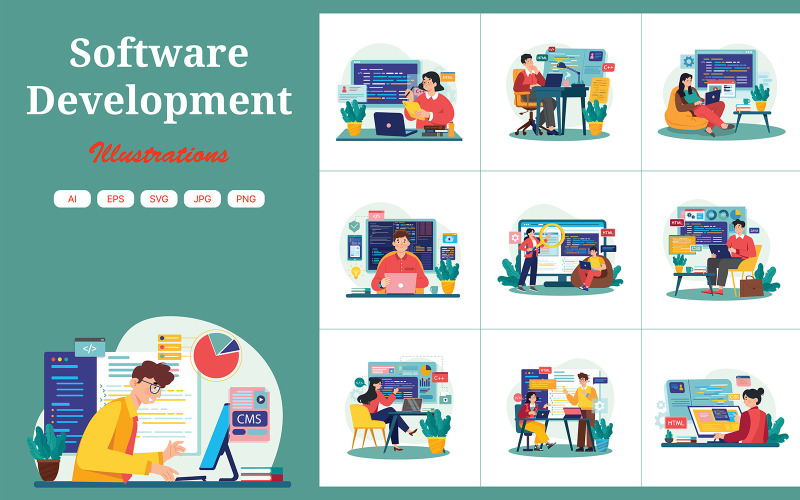 M641_Software Development Illustration Pack - TemplateMonster
