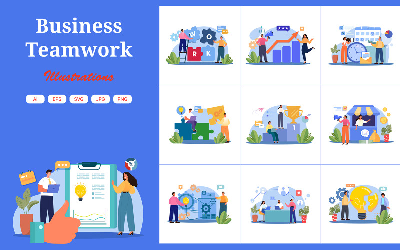 M643_Business Teamwork Illustration Pack - TemplateMonster