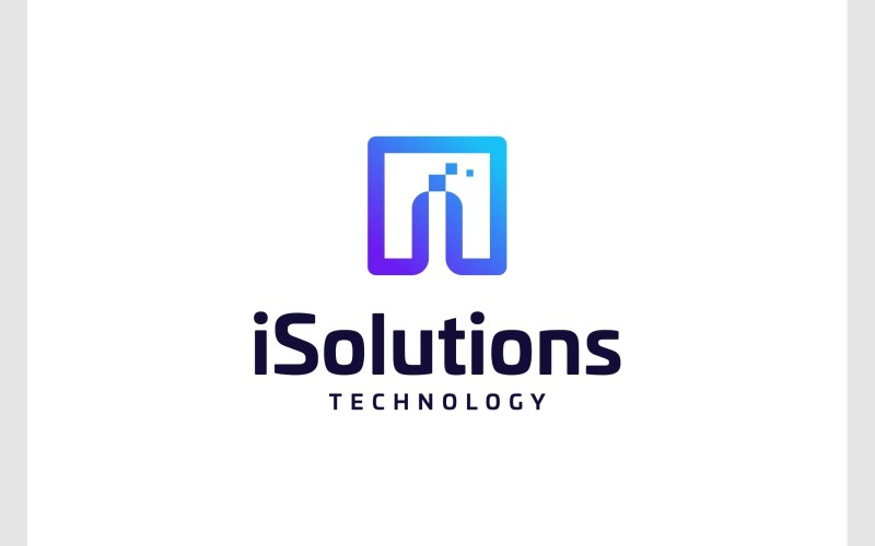 Lettre I Solution Tech Logo numérique - TemplateMonster