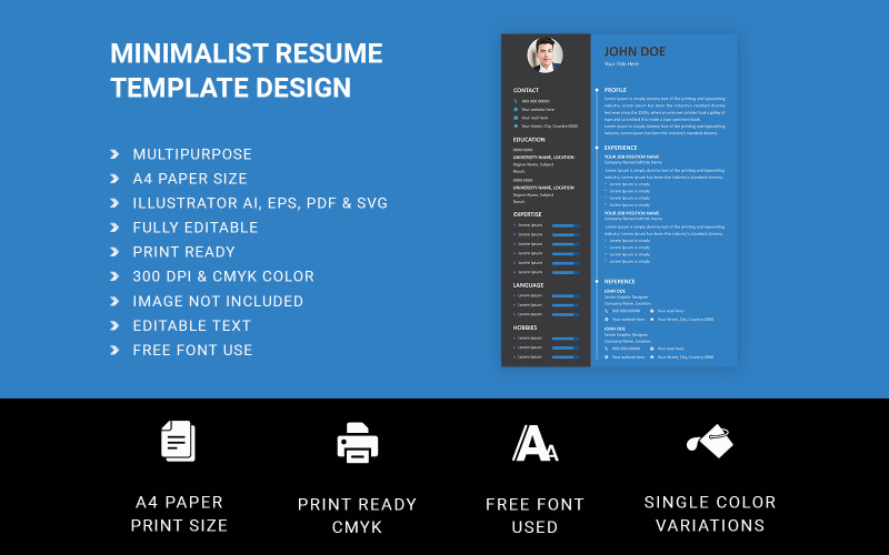 Minimal Modern Resume Template Design - TemplateMonster