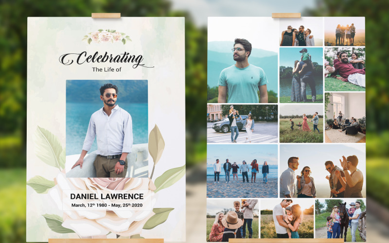 Modèle d'affiche de signe de bienvenue funéraire. Photoshop et PowerPoint