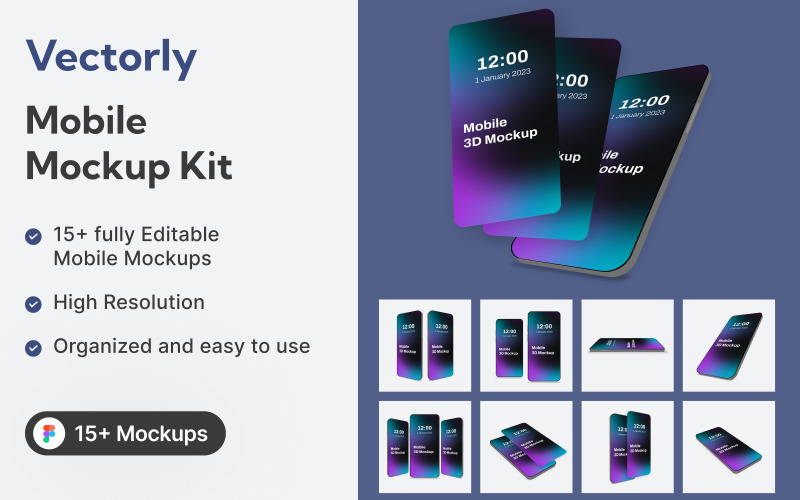 Vectorly High Quality Mobile Mockup Kit - TemplateMonster