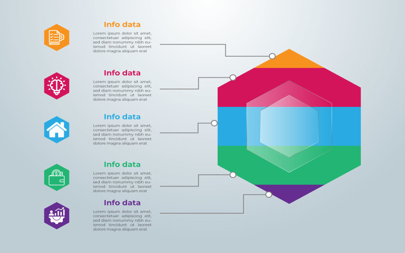 Glossy polygon infographic element template design.