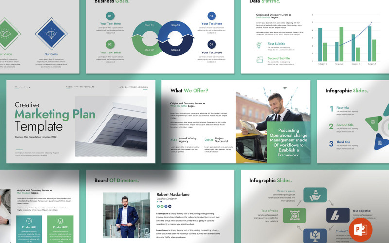 Modello di layout di presentazione del piano di marketing