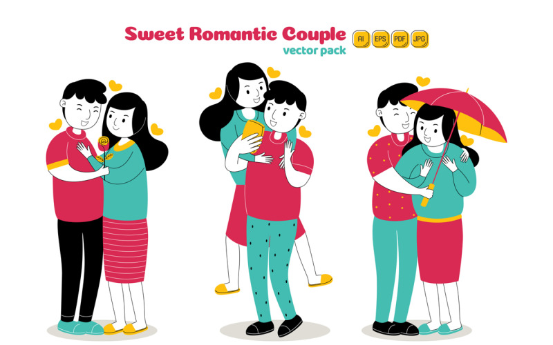 Sweet Romantic Couple Vector Pack 01 - TemplateMonster