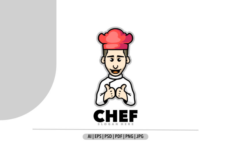 Modelo de design de logotipo de chef infantil fofo