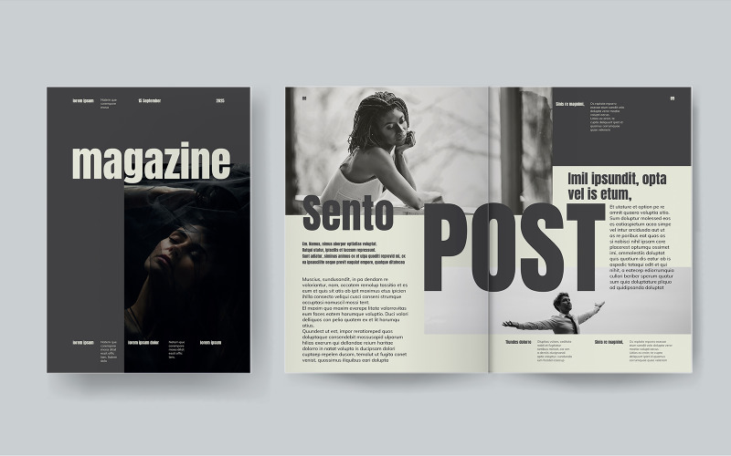 Layout di rivista in bianco e nero #379377 - TemplateMonster