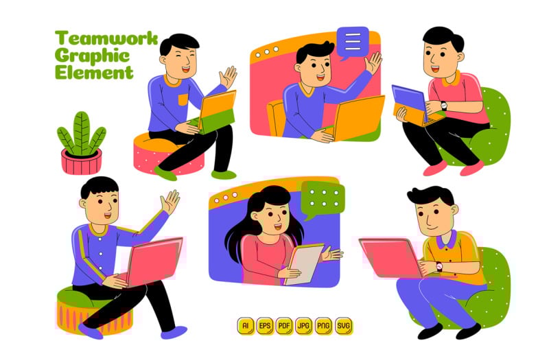 Teamwork Graphic Element Vector Illustration #04