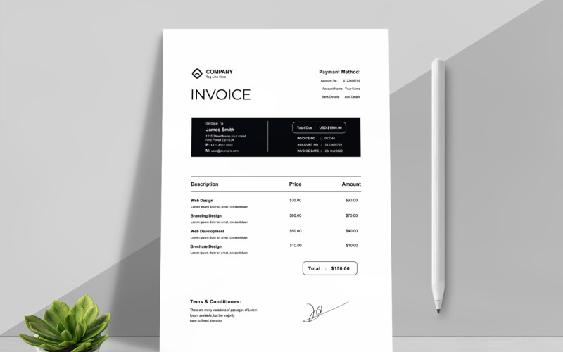 Professional Invoice- Layout Template - TemplateMonster