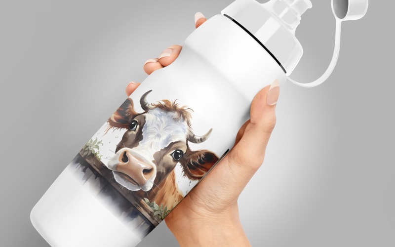 Vaca divertida cabeza de animal asomando sobre fondo blanco 11