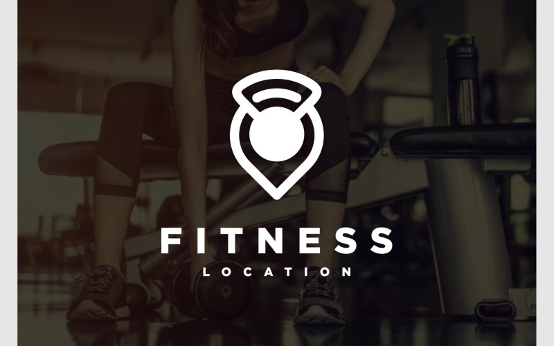 Kettlebell Pin Map Gym Location Logo - TemplateMonster