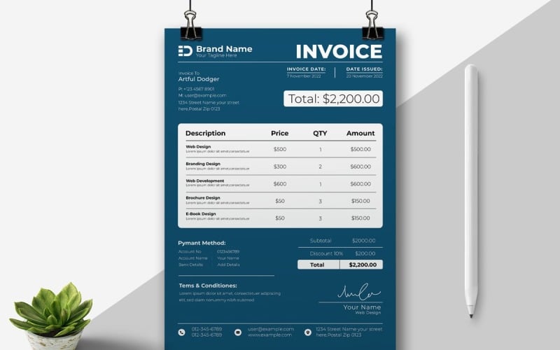 Creative Invoice Design Template. #381145 - TemplateMonster
