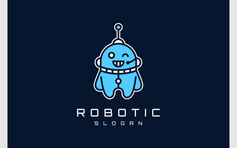 Maskot roztomilý robot robotické logo - TemplateMonster