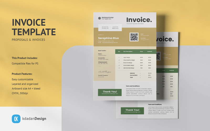 Modèle de conception PSD de facture Vol 08 - TemplateMonster