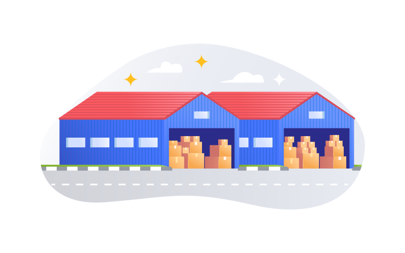 Illustration vectorielle d'entrepôt - TemplateMonster