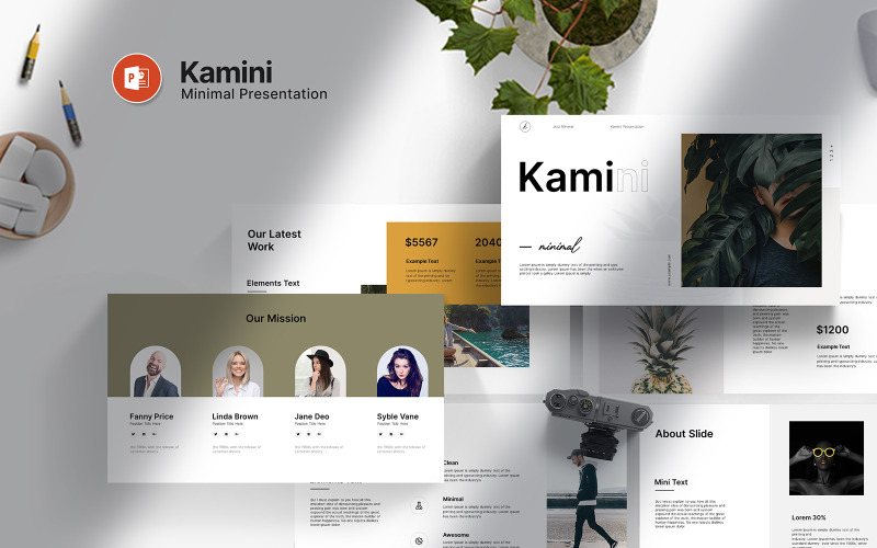 Kamini Minimal Powerpoint Sunumu #381730 - TemplateMonster
