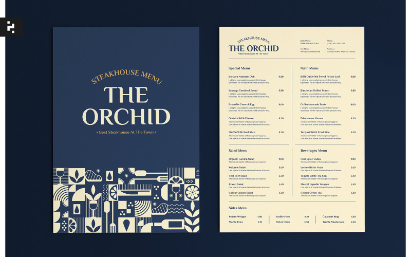 Modello semplice per menu di steakhouse - TemplateMonster