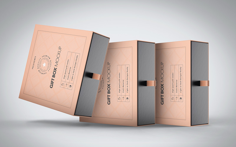 Gift Box PSD Mockup Vol 14 #381872 - TemplateMonster