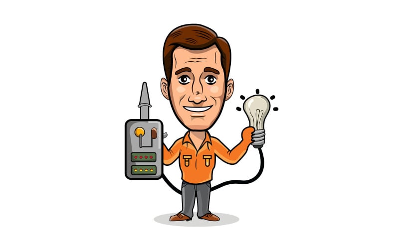 Electrician man vector illustration #381904 - TemplateMonster