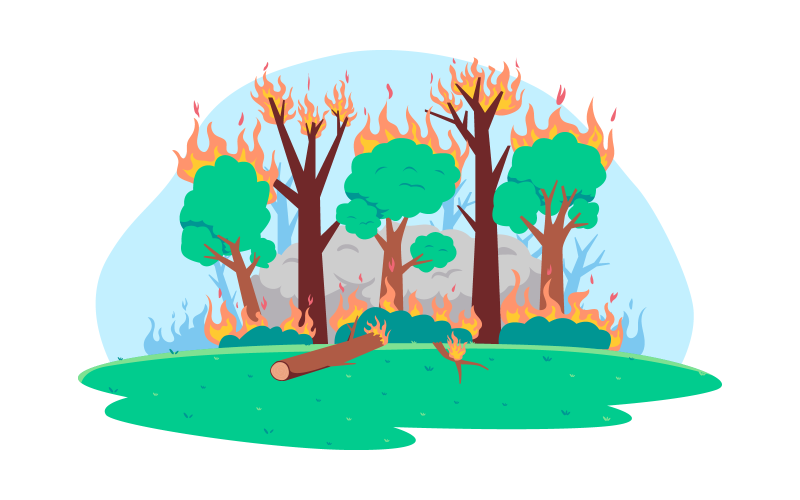 Illustration vectorielle de feu de forêt - TemplateMonster
