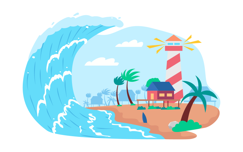 Tsunami Vector Illustration #381953 - TemplateMonster