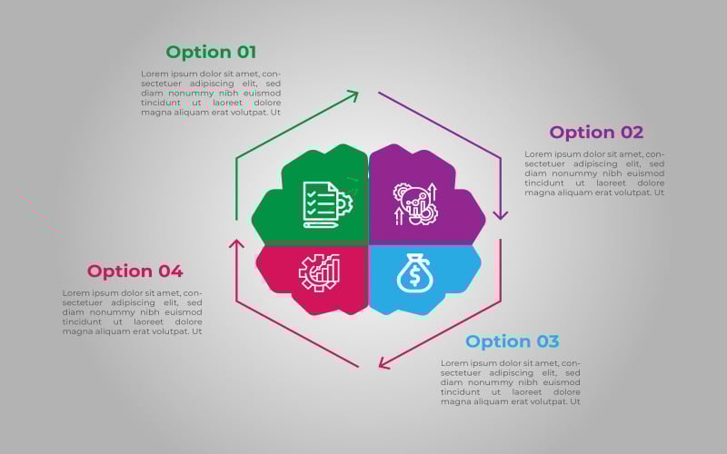 Vector polygon style simple infographic design.