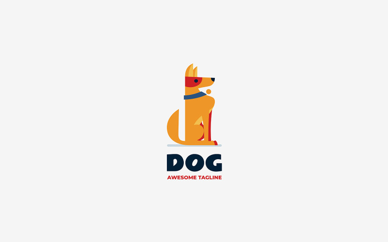 Design del logo piatto e moderno per cani - TemplateMonster