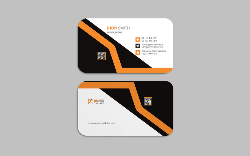 Orange and black shape visit card #382559 - TemplateMonster