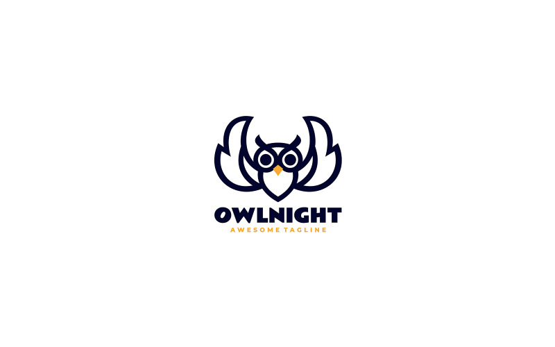 Baykuş Gece Hat Sanatı Logo Tasarımı - TemplateMonster
