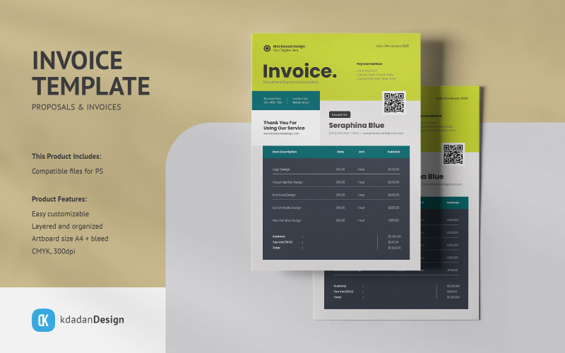 Modèle de conception PSD de facture Vol 021 - TemplateMonster