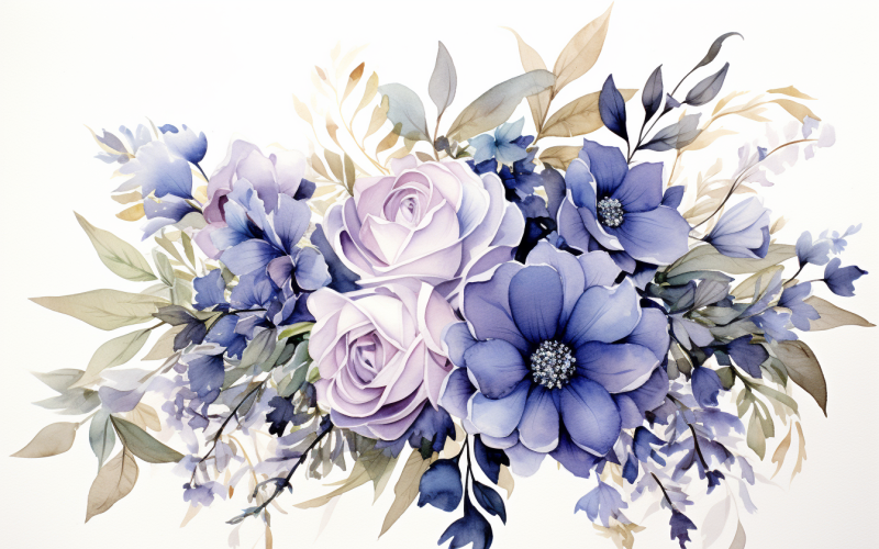 Watercolor Flowers Bouquets, illustration background 156
