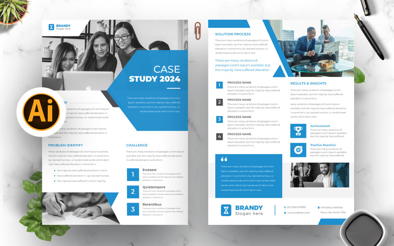 Modern Case Study Flyer Template, Vector Flyer
