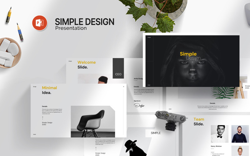 Modelo de PowerPoint de design simples - TemplateMonster