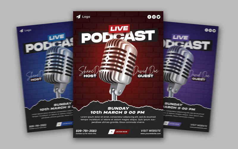 Podcast Talk Show Flyer Template #384901 - TemplateMonster