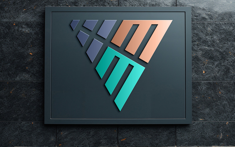 Duvar çerçevesindeki logo maketi, Logo maket duvarı gerçekçi 3d