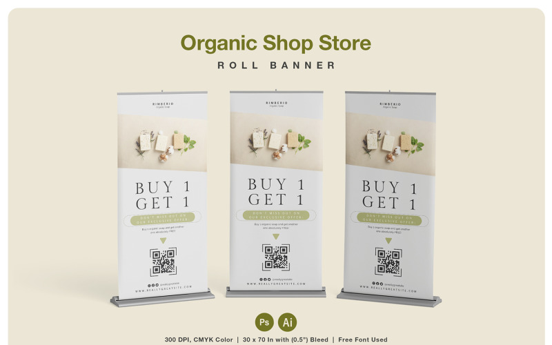 Natural Store Roll Up Banner #385278 - TemplateMonster