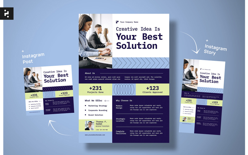 Modern Business Solution Flyer #385596 - TemplateMonster