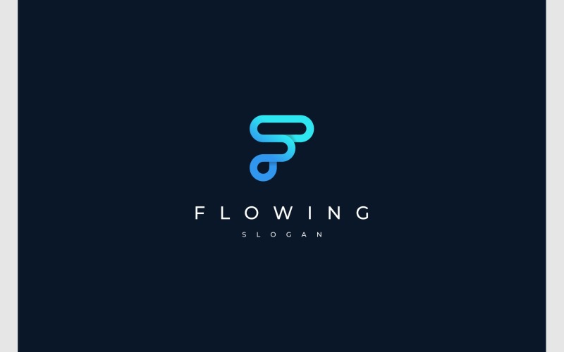 F Harfi Sıvı Akışı Modern Renkli Logo - TemplateMonster