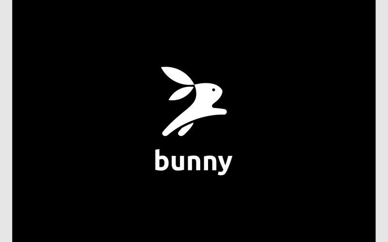 Rabbit Bunny Hare Jump Simple Unique Logo - TemplateMonster