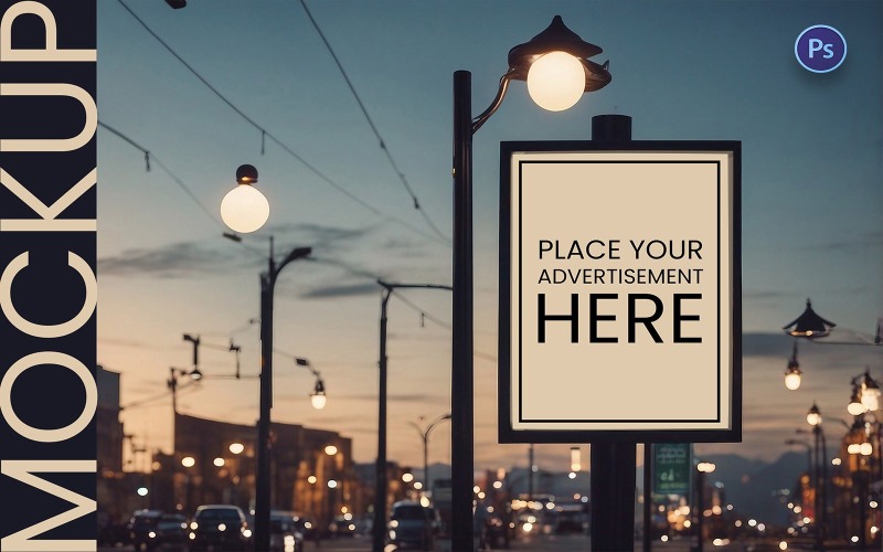 Lamba Direği Panosu Reklam Maketi PSD Şablonu