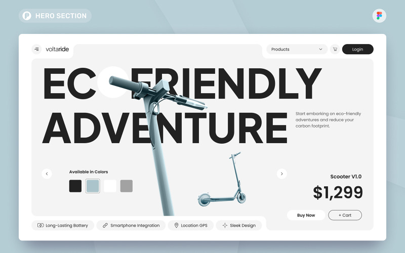 VoltaRide - Electronic Scooter Hero Section Figma Template