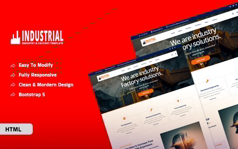 Modello HTML5 Bootstrap industriale #387623 - TemplateMonster